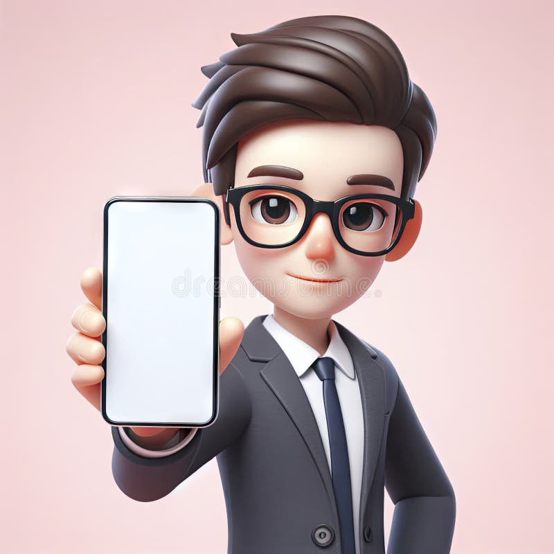 Man Shows Phone Screen Mockup 3d Character. Ai Generative Stock ...
