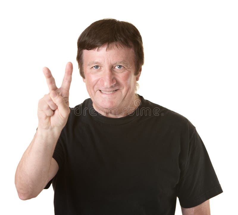 Man Shows Victory Symbol stock photo. Image of success - 20670290