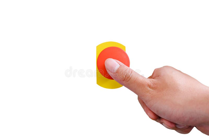 Man is Shutting Off a Machine with the Emergency Button Stock Image ...