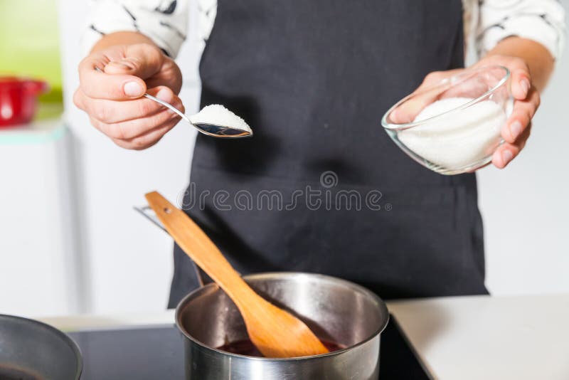 Man Sifting Sugar in the Pan Stock Photo - Image of lunch, homemade ...