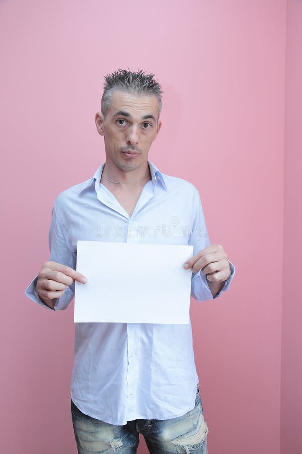 The man with the sign stock image. Image of isolated - 16338715