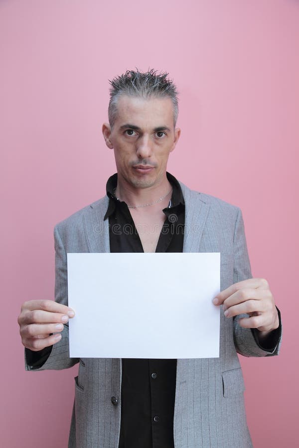 The man with the sign stock image. Image of blank, board - 16339169
