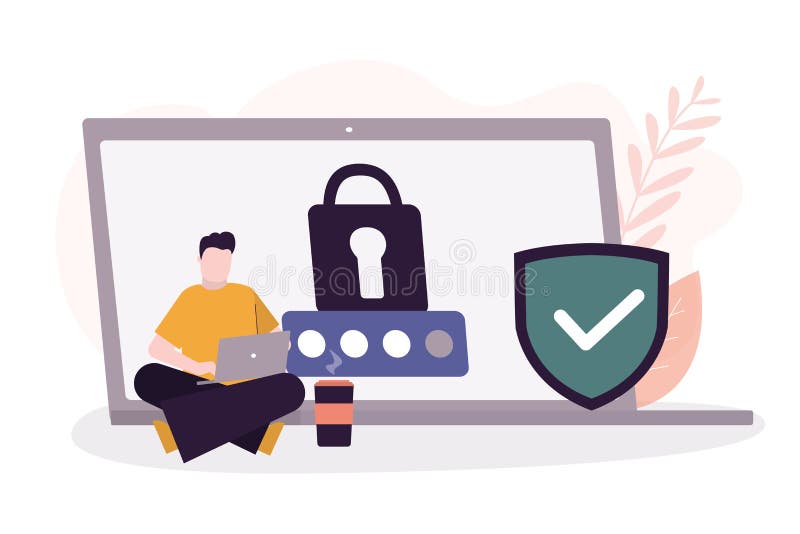 Man Sign-in in Account. Concept of Personal Data Protection. User Use ...