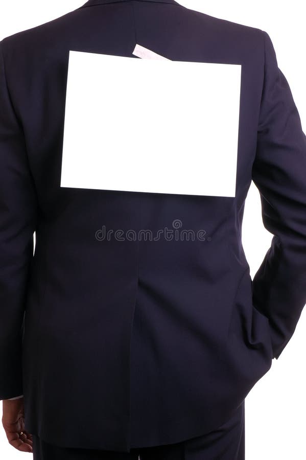 Man with sign on Back stock photo. Image of isolated, office - 2355256