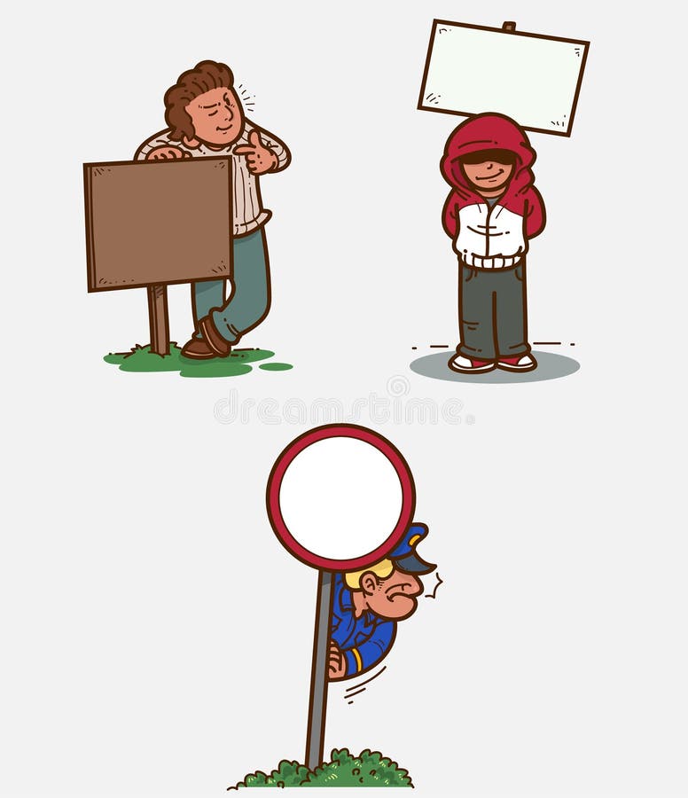 Man with sign board stock vector. Illustration of vector - 70950181