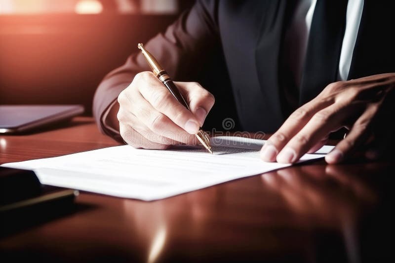Man Sign Contract Make Agreement in Office Stock Illustration ...