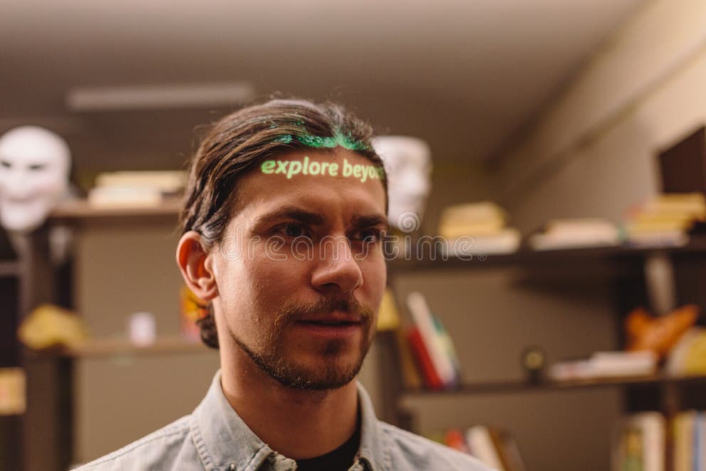 Man with a Sign on His Forehead Stock Image - Image of expression ...