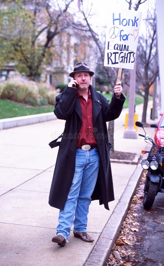 Man with Sign Honk for Equal Rights Editorial Stock Image - Image of ...