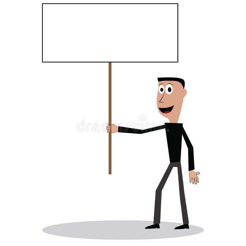 Man with sign stock illustration. Illustration of drawing - 40086754