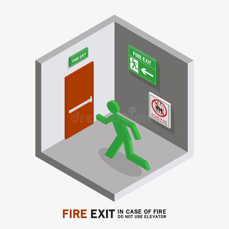 Elevator Fire Safety Signage Stock Illustrations – 14 Elevator Fire ...