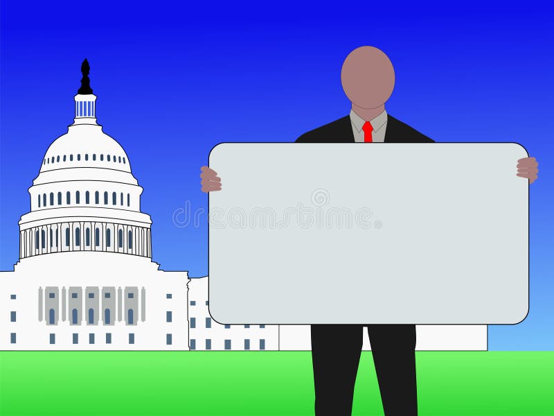 Man with Sign Washington DC Stock Vector - Illustration of grass ...