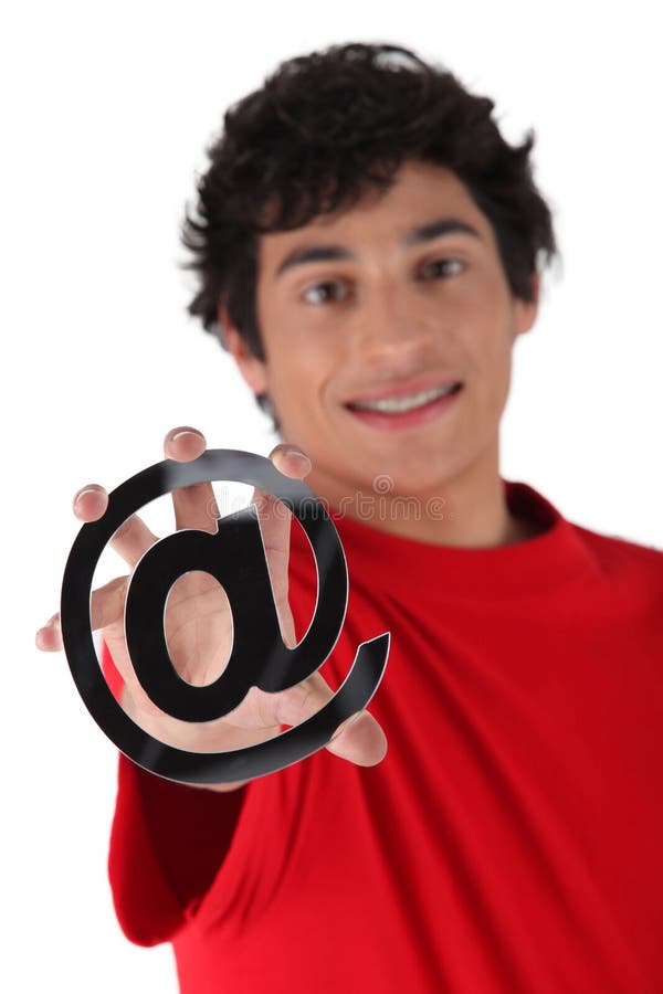 Man with an @ sign stock image. Image of address, generation - 30339237