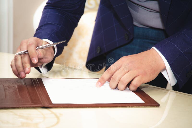 Man Signing With A Pen An Official Document Stock Image - Image of ...