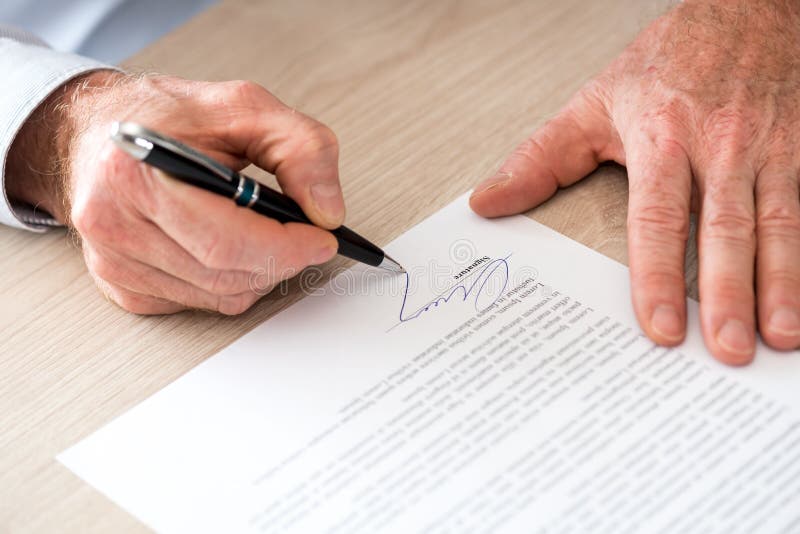 Man signing a contract stock photo. Image of write, paperwork - 102425032