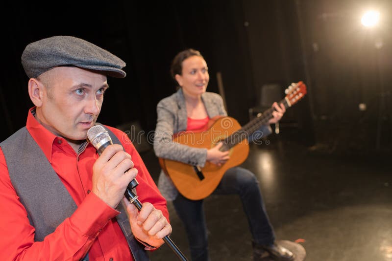 Man Signing Live Concert Focus on Microphone Stock Photo - Image of ...