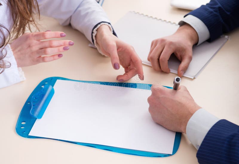 Man Signing Medical Insurance Contract Stock Image - Image of deal ...