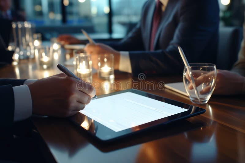 Man Signing an Official Document on Tablet . Generative AI Stock ...