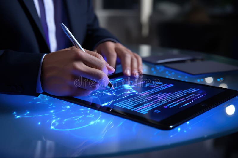 Man Signing an Official Document on Tablet . Generative AI Stock ...