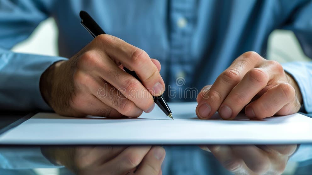 Closeup of Man Signing Document. AI Generated Stock Image - Image of ...