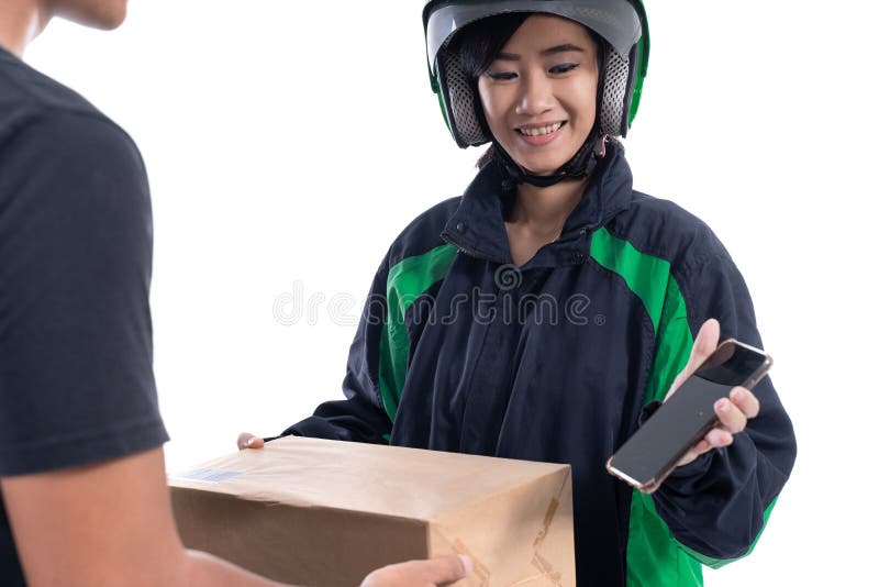 Man Signing To Package he Received Stock Image - Image of delivery ...
