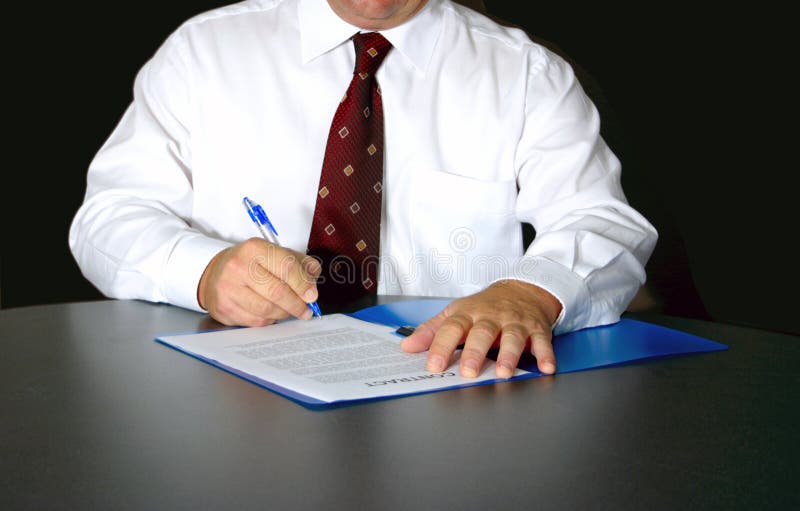 Man signs contract stock image. Image of loan, finance - 1675997