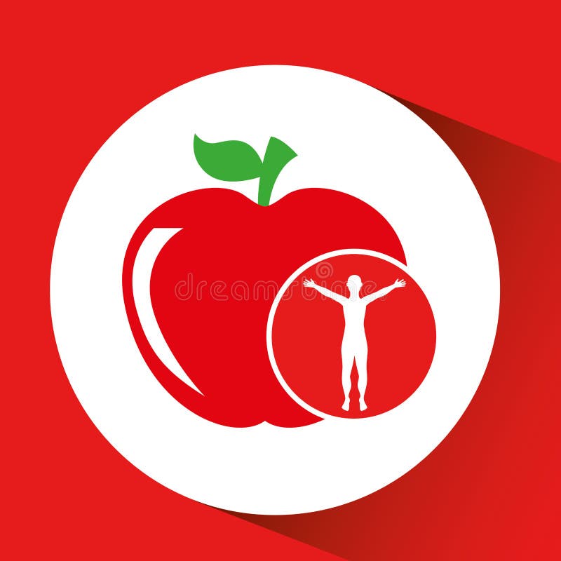 Man Silhouette Apple Health Design Stock Vector - Illustration of ...