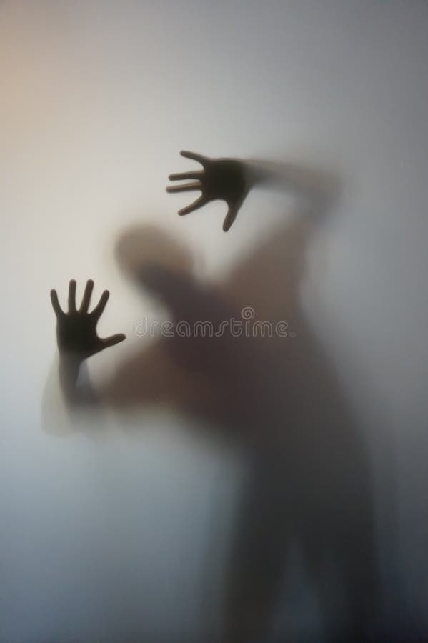 Man Silhouette Behind Frosted Glass Stock Photo - Image of scary ...