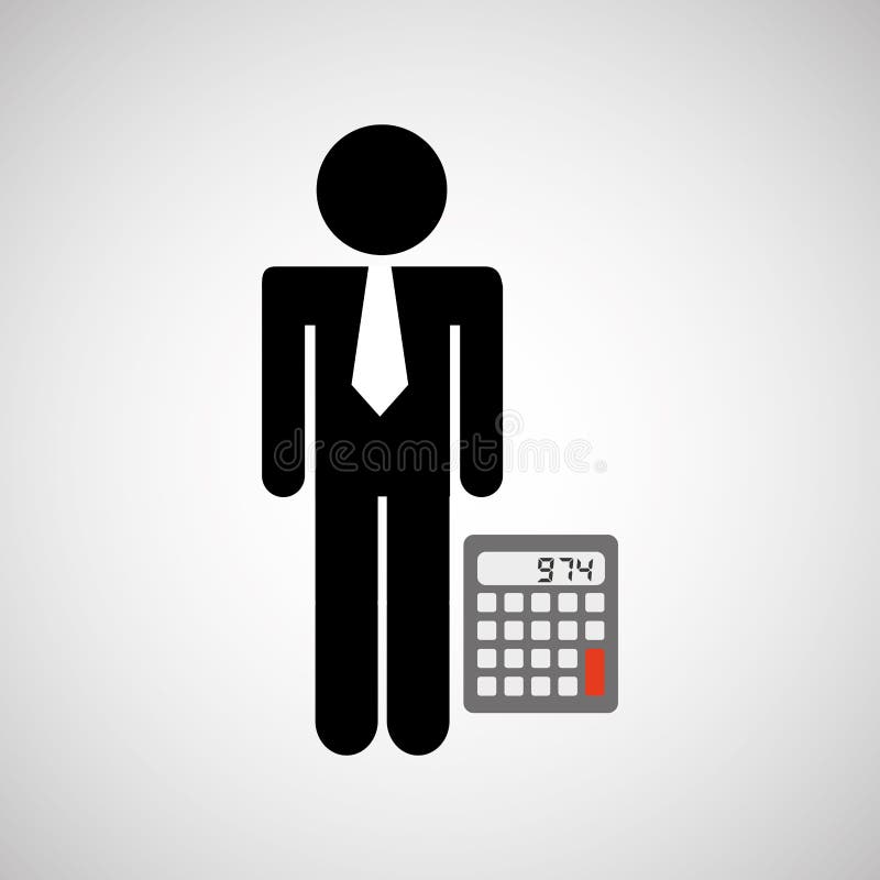 Man Silhouette Business and Calculator Design Icon Stock Illustration ...