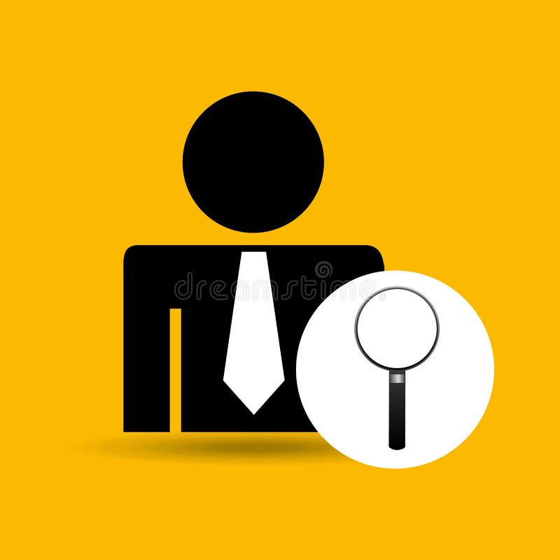 Man Silhouette Business and Searching Design Icon Stock Illustration ...