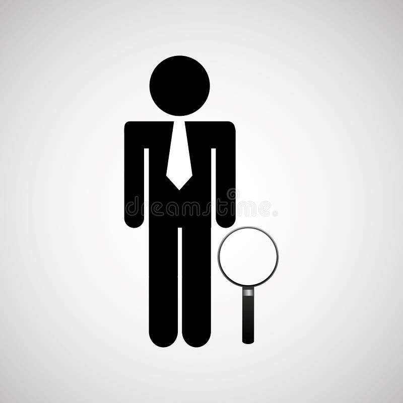 Man Silhouette Business and Searching Design Icon Stock Illustration ...
