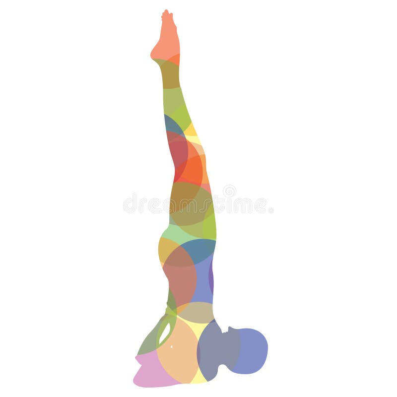 Man Silhouette Practising Yoga in Supported Shoulderstand Pose. Vector ...