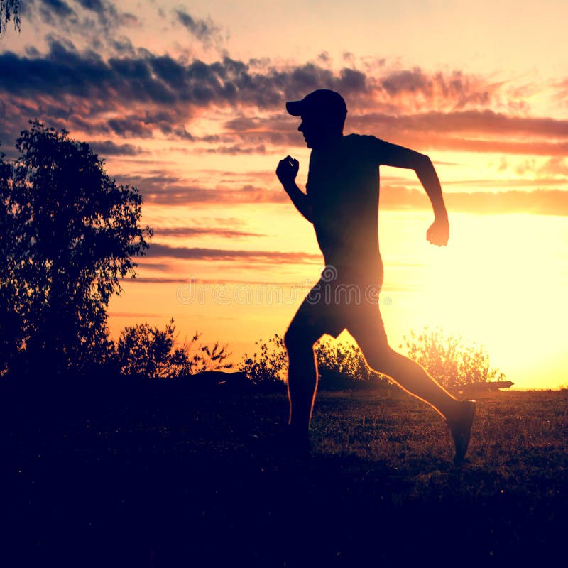 Man Silhouette running stock image. Image of side, fitness - 76572463