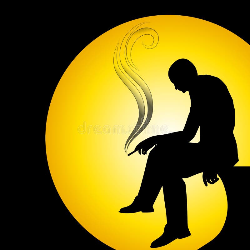 Man Silhouette Smoking Alone Stock Vector - Illustration of graphics ...