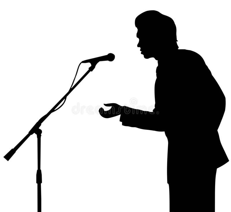 Man Silhouette Speech To Microphone Stock Image - Image of speak ...