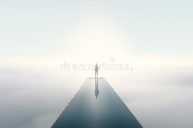 Man Silhouette Standing in Endless Abstract Background Person Lost ...
