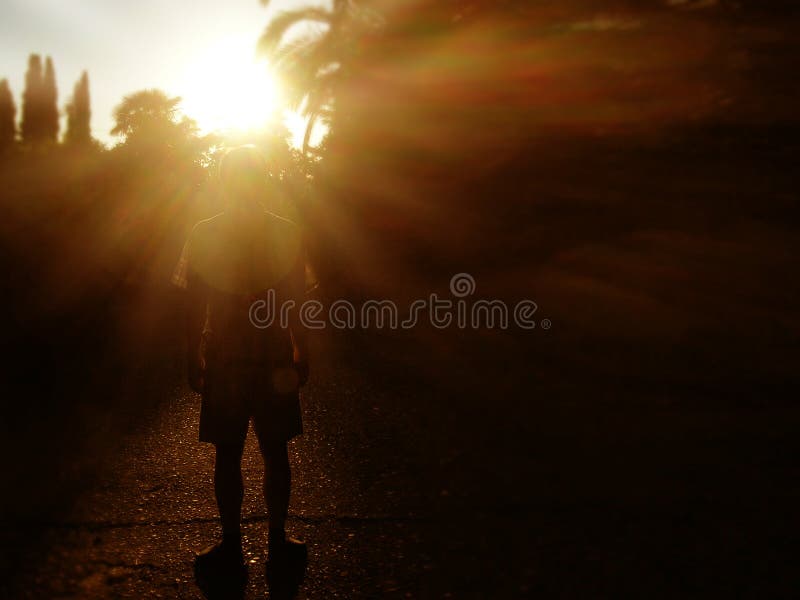 Man Silhouette in a Sunlight Stock Image - Image of morning, success ...