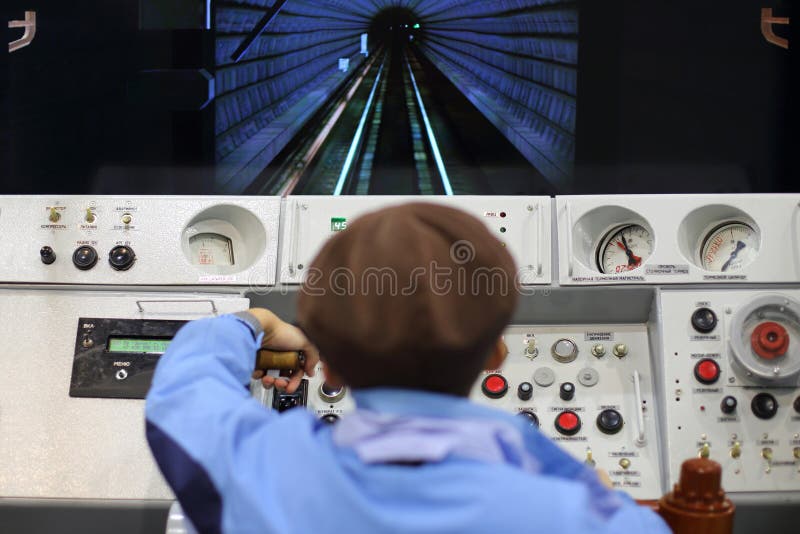 Man on Simulator Control Panel Stock Image - Image of navigation ...