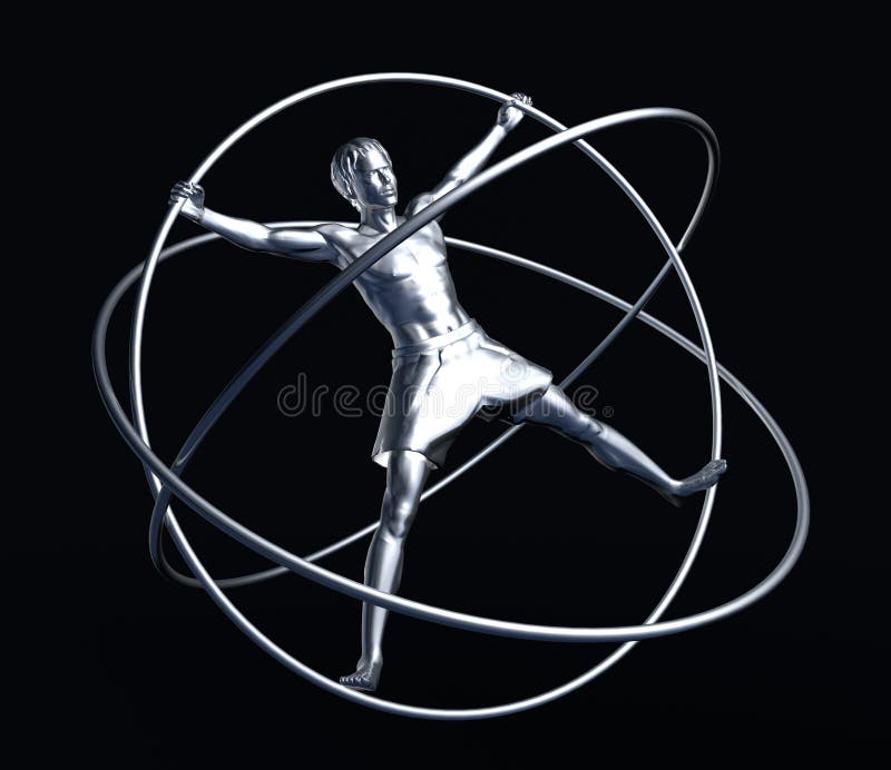 Man in a Simulator - a Gyroscope on Black Stock Illustration ...