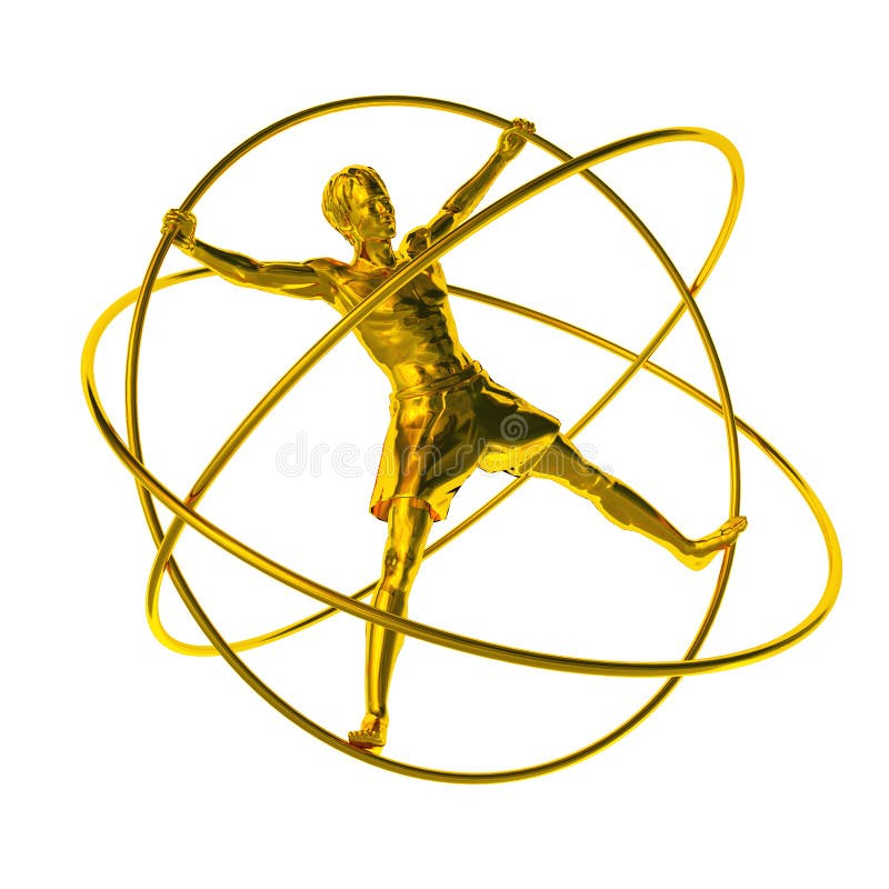 Man in a Simulator - a Gyroscope Gold Stock Illustration - Illustration ...