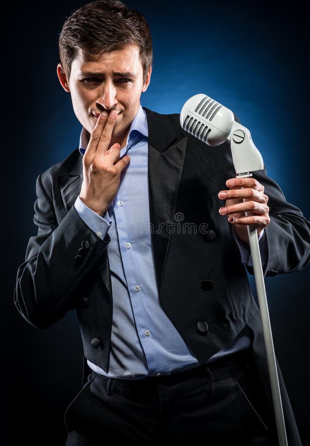 Man singing stock photo. Image of classic, emotion, microphone - 35346090