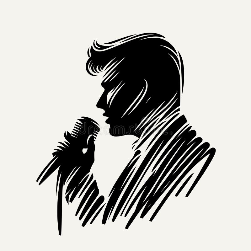 A Man is Singing into a Microphone Stock Photo - Illustration of ...