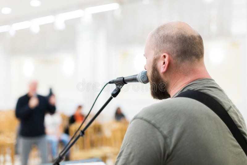 Man Singing and Playing Acoustic Guitar Editorial Stock Image - Image ...
