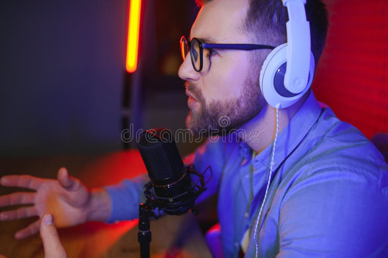Man Singing in a Recording Studio Stock Image - Image of cinema, music ...