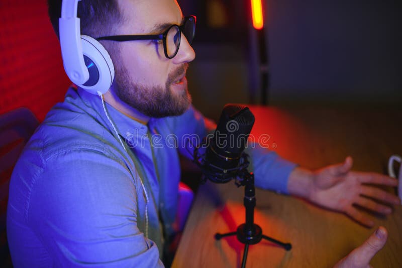 Man Singing in a Recording Studio Stock Photo - Image of indoors ...