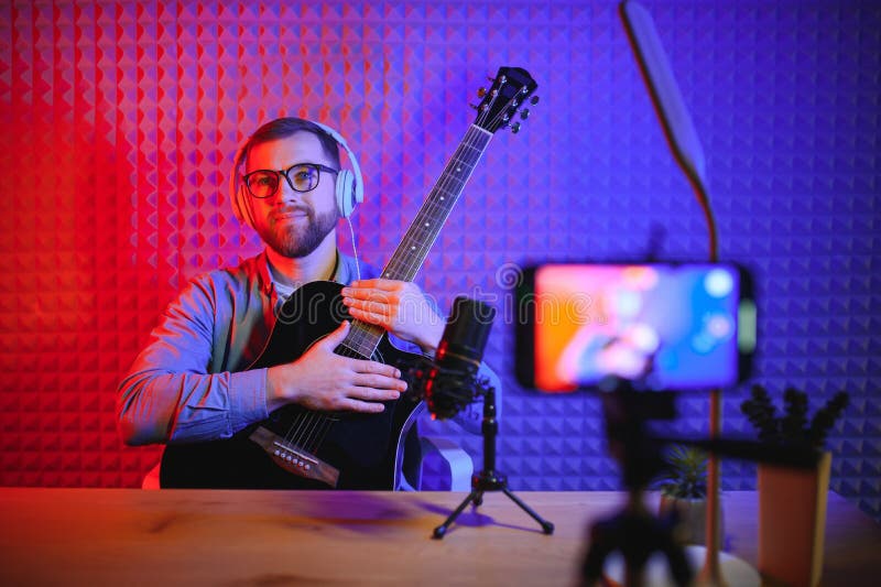 Man Singing in a Recording Studio Stock Photo - Image of hand, record ...