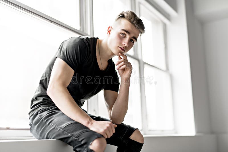 Man Sit Ont Close To the Window Stock Image - Image of relax, caucasian ...