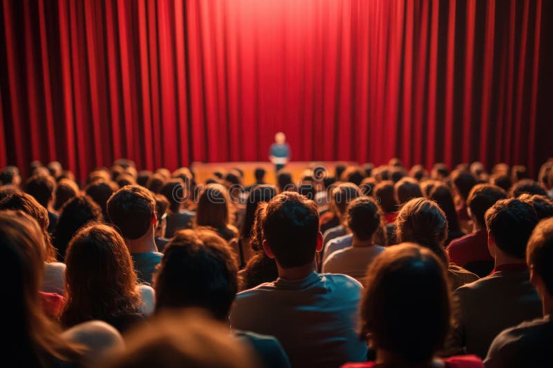 A Man Sits in Front of a Group Watching a Presentation Stock ...