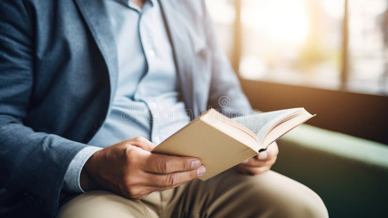 A Man Sits and Reads a Book Stock Photo - Image of elegant, couch ...