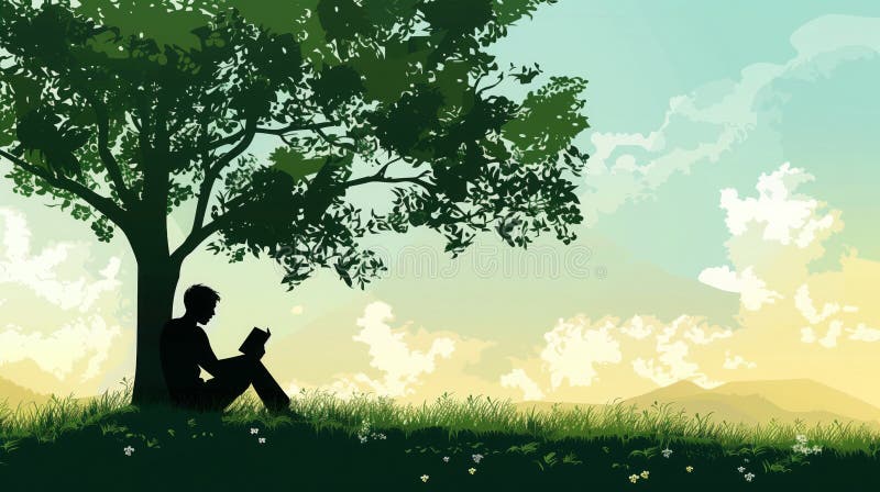 106 Reading Book Under Tree Silhouette Stock Photos - Free & Royalty ...