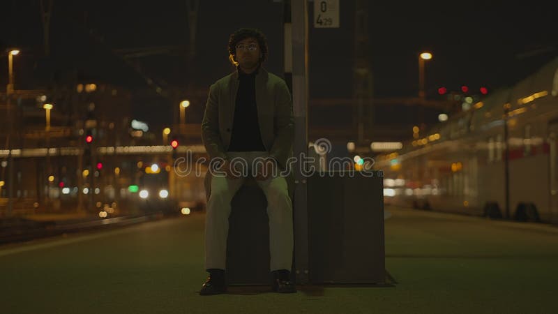 Lifestyle Portrait of Young Man with Black Curly Hair Inside Train ...